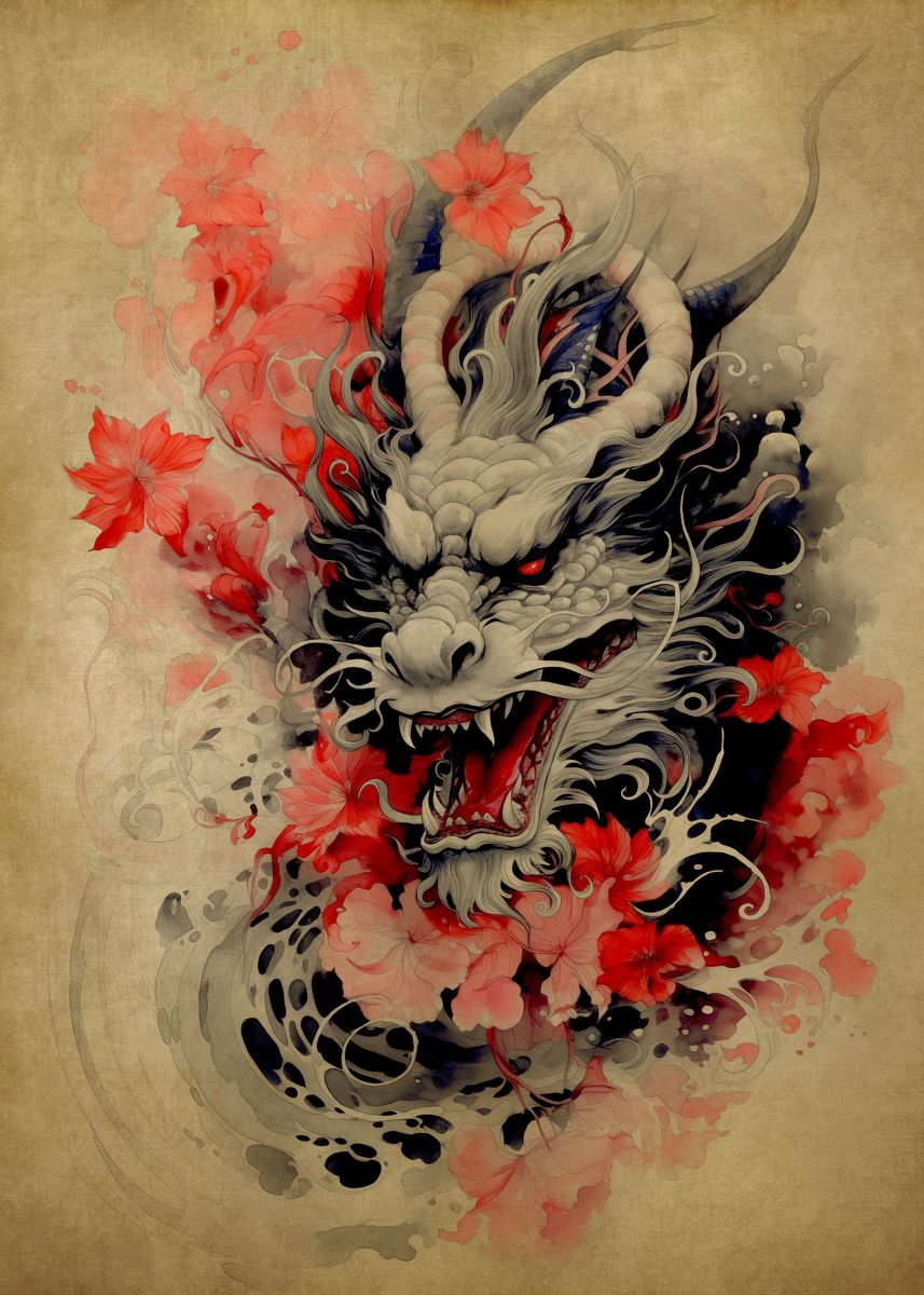 'Dragon Scroll No6' Poster, picture, metal print, paint by Boot Hill ...