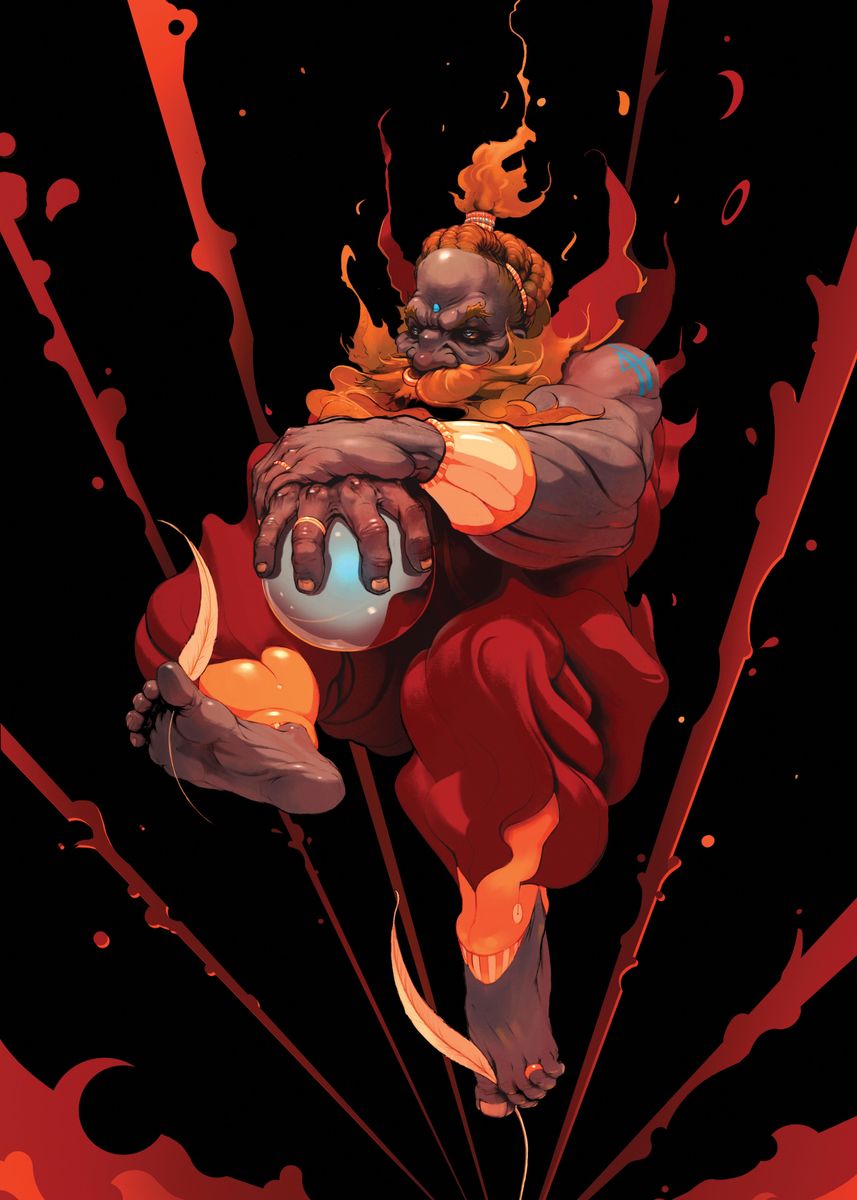 'Magical Fire Warrior Monk ' Poster, picture, metal print, paint by ...