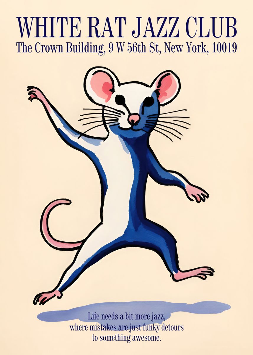 'White Rat Jazz Club Poster' Poster, picture, metal print, paint by ...