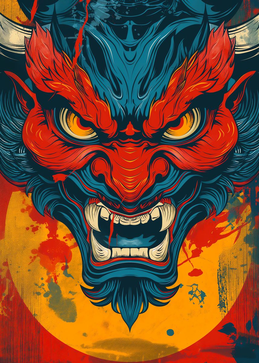 'Yokai Oni Demon' Poster, picture, metal print, paint by Echelon IMG ...