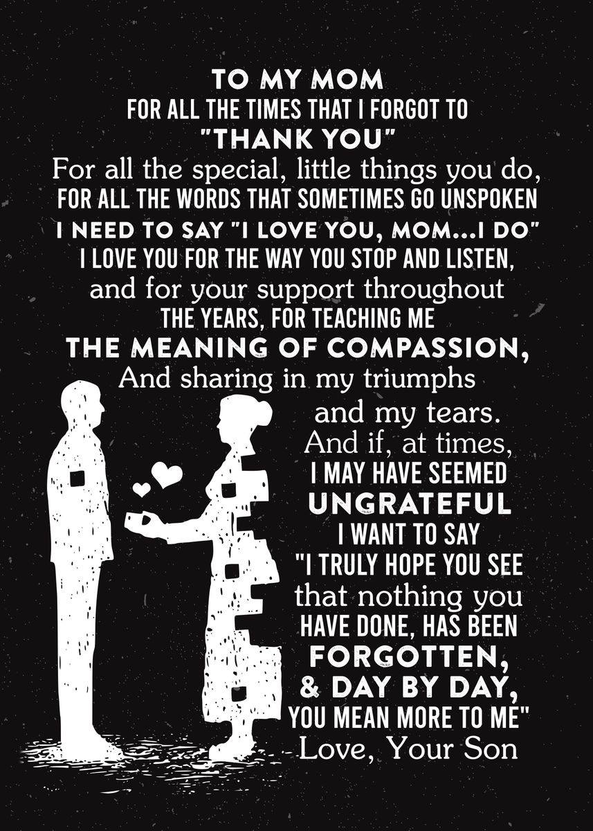 'To My Mom' Poster, picture, metal print, paint by Joyce Louisa | Displate