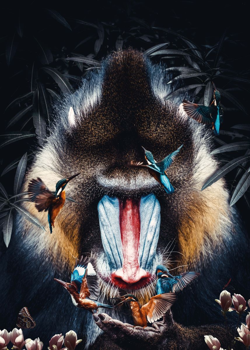 'Mandrill No2' Poster, picture, metal print, paint by Wouter Rikken ...