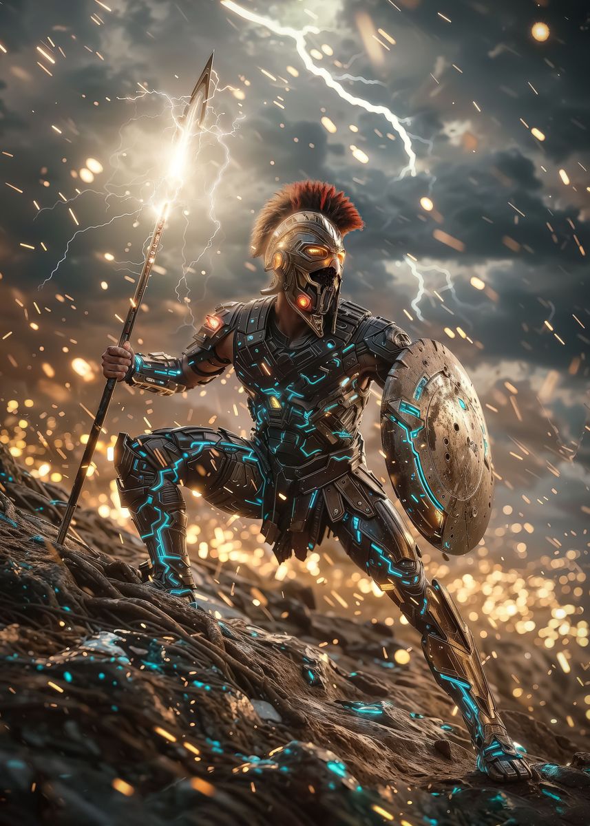 'Cyber Spartan' Poster, picture, metal print, paint by Bruno Macedo ...