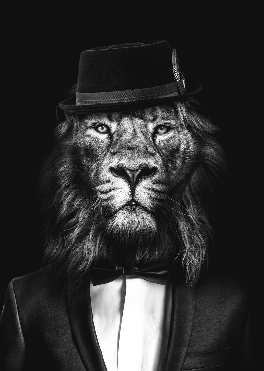 'Classy Lion No3' Poster, picture, metal print, paint by Wouter Rikken ...