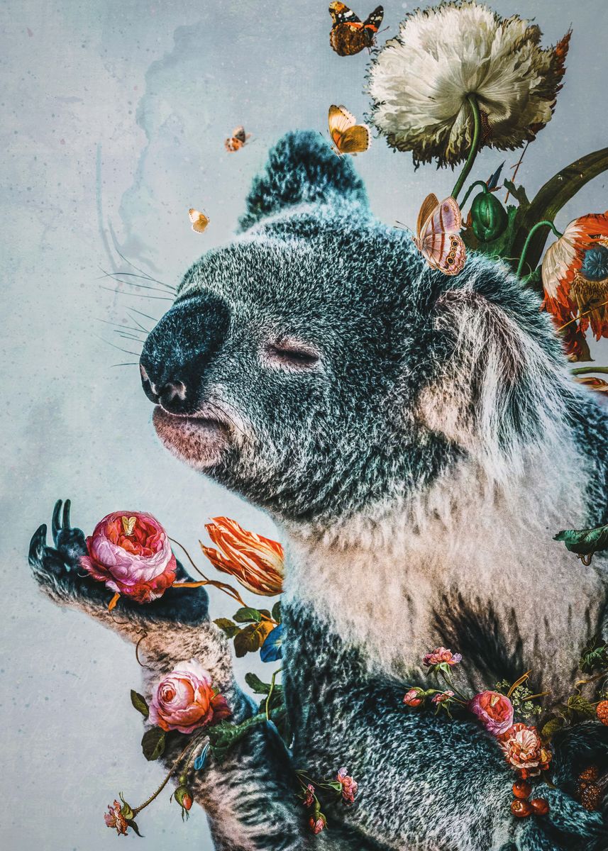 'Koala' Poster, picture, metal print, paint by Wouter Rikken | Displate
