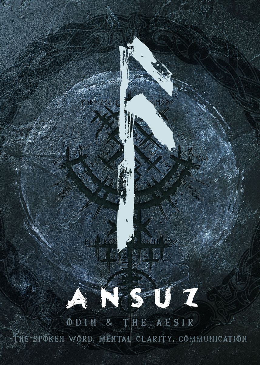 'The Rune Ansuz' Poster, picture, metal print, paint by ikaruna | Displate