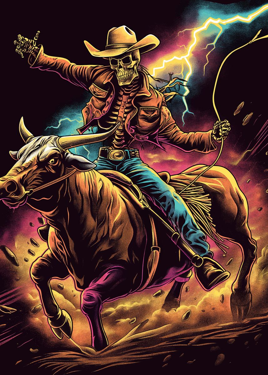 'Ride of Spectral Cowboy' Poster, picture, metal print, paint by Space ...