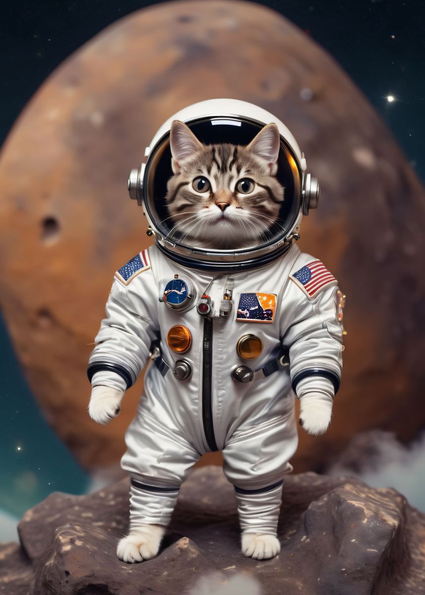 'Meowter Space Explorer' Poster, picture, metal print, paint by ...