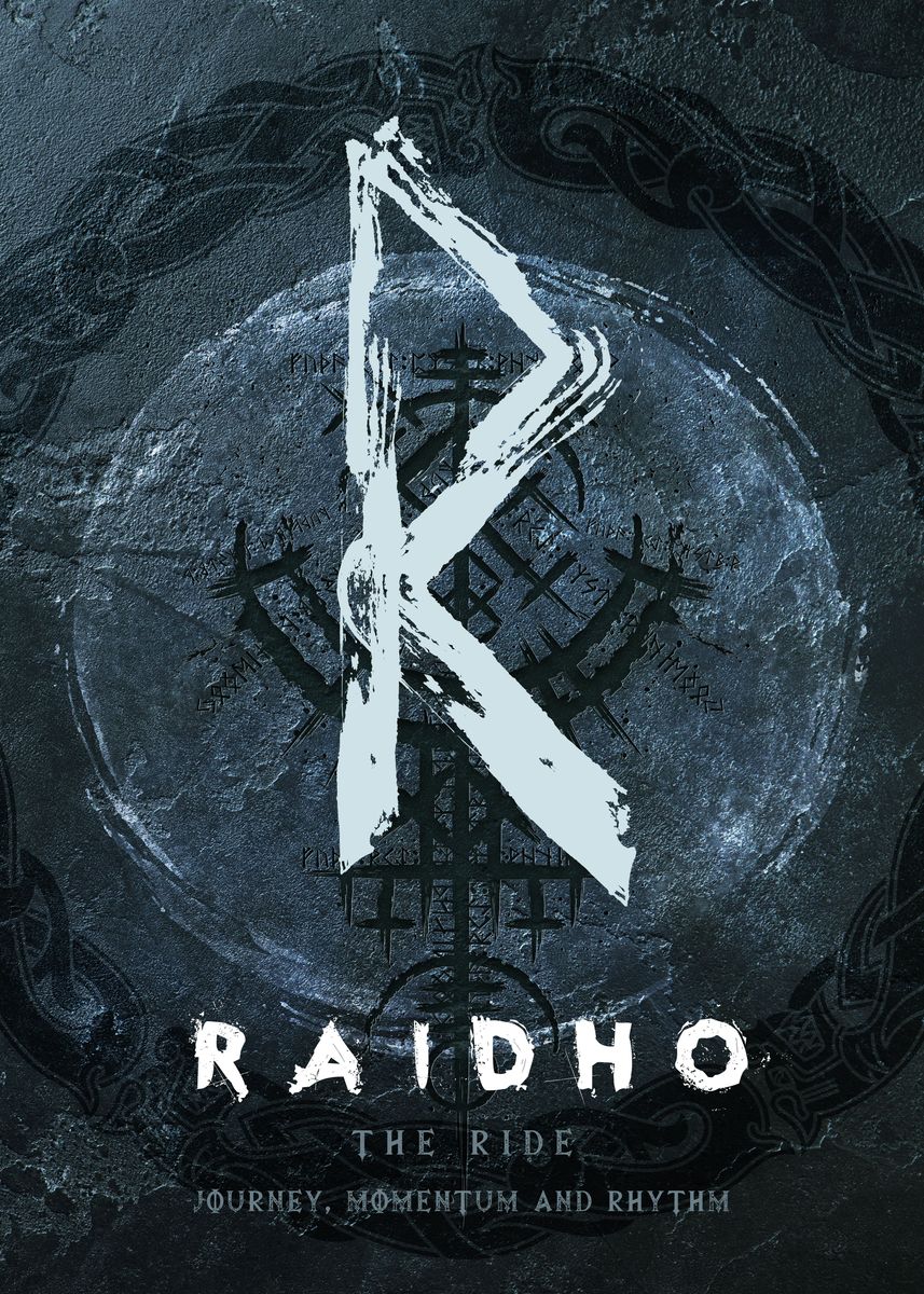 'The Rune Raidho' Poster, picture, metal print, paint by ikaruna | Displate