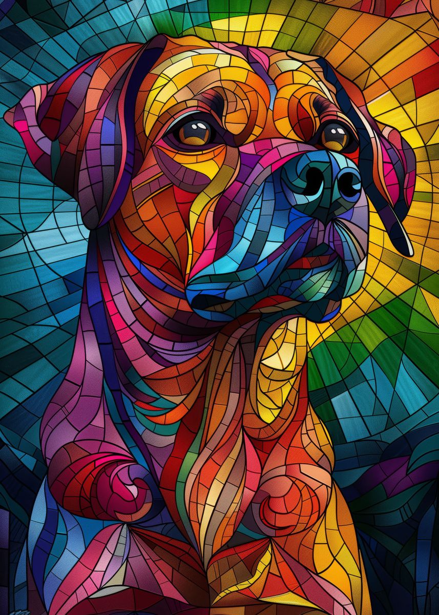 'Stained Glass Dog' Poster, picture, metal print, paint by PRX ...