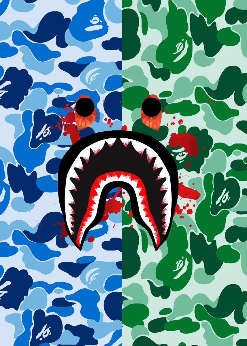 'Bape shark' Poster, picture, metal print, paint by Fudin Alfana | Displate
