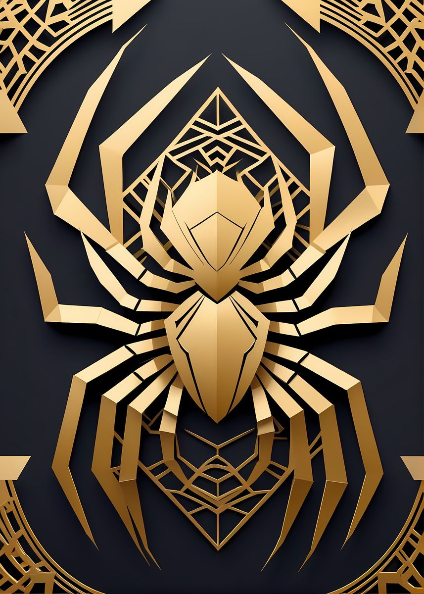 'Paper Gold Spider' Poster, picture, metal print, paint by Trending ...