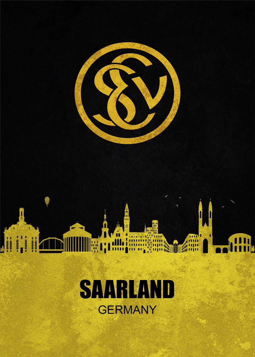 'SV Elversberg City Skyline' Poster, picture, metal print, paint by ...