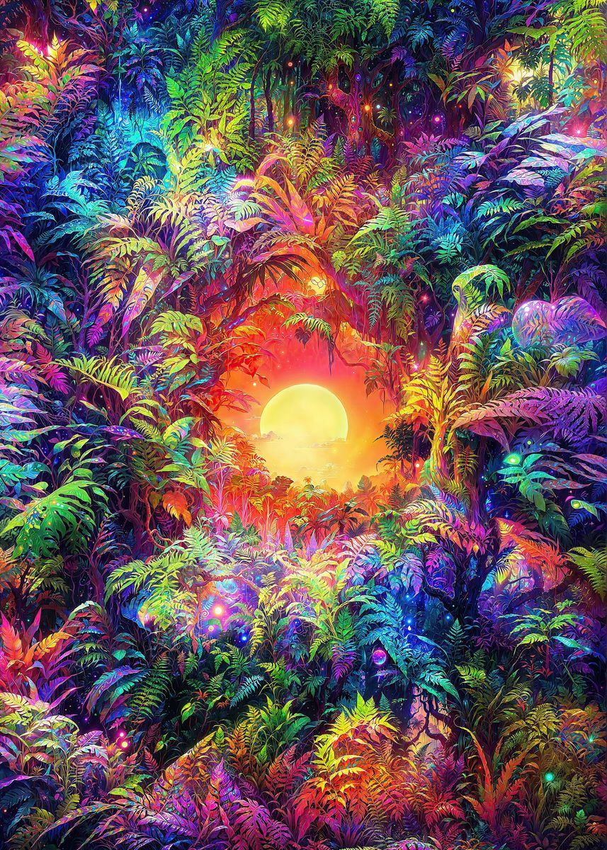 'Psychedelic Jungle ReMastR' Poster, picture, metal print, paint by wumples | Displate