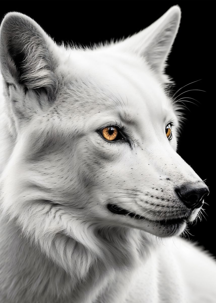 'White Wolf with Golden Eye' Poster, picture, metal print, paint by ...