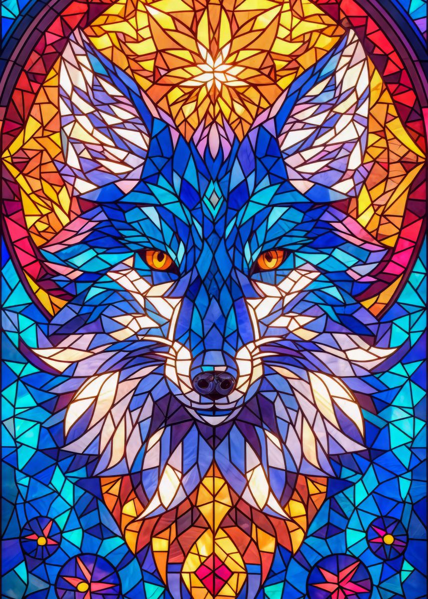 'Wolf Stained Glass' Poster, picture, metal print, paint by Vizio ...