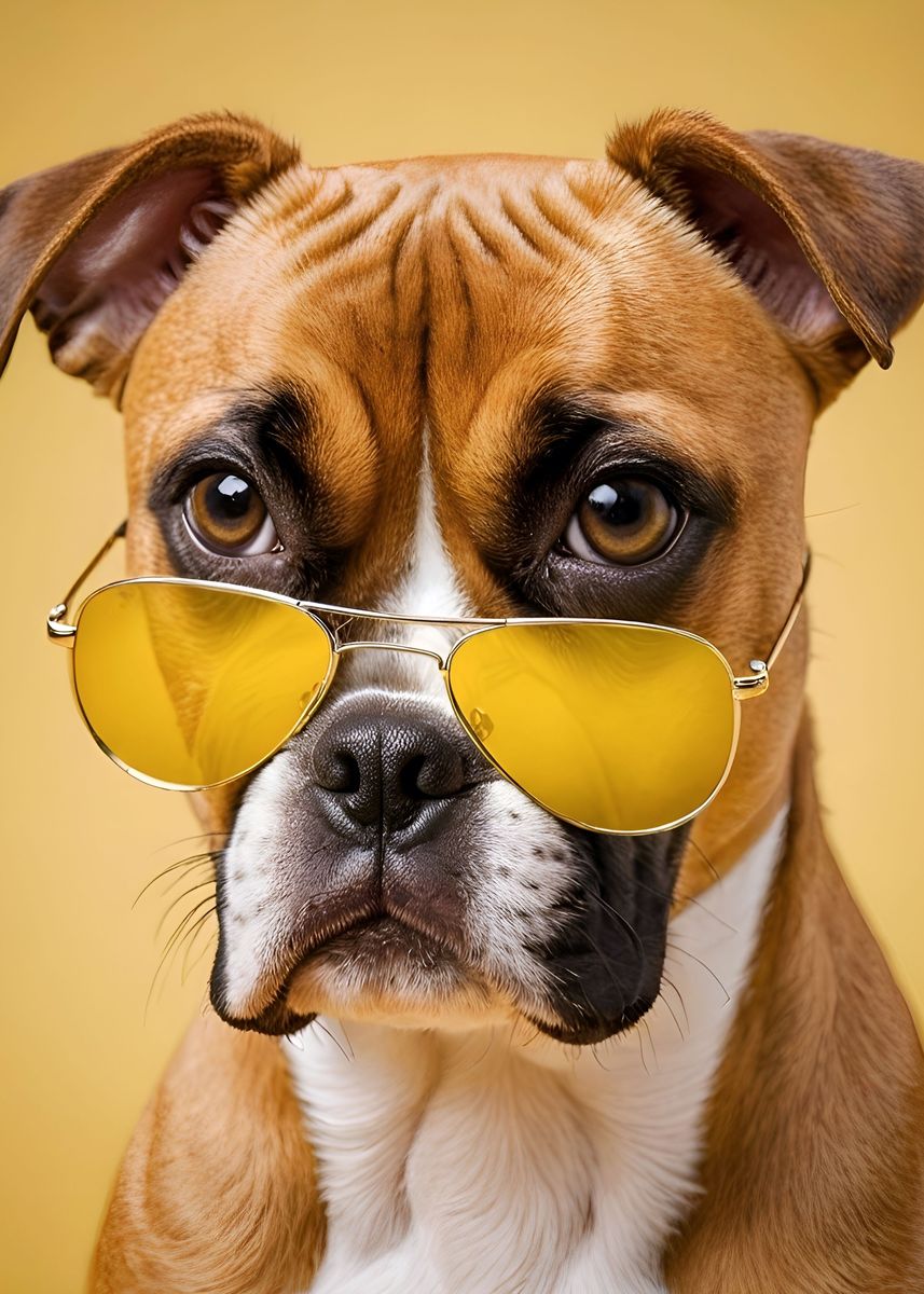 'Dog Boxer' Poster, picture, metal print, paint by NIZAM KHAN | Displate