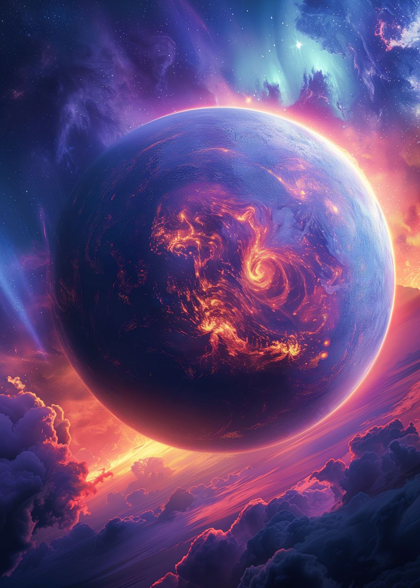 'Cosmic Planet Landscape' Poster, picture, metal print, paint by Aryan ...