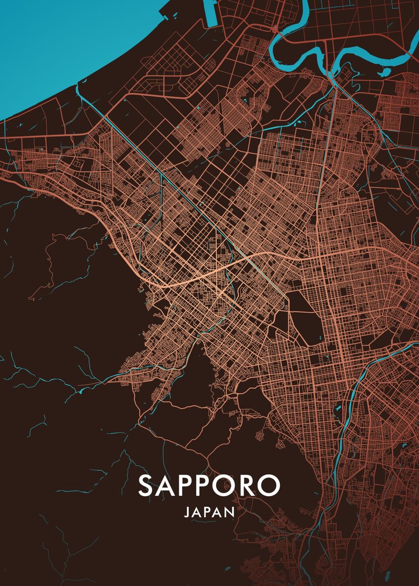 'Sapporo City Map' Poster, picture, metal print, paint by Miracle ...