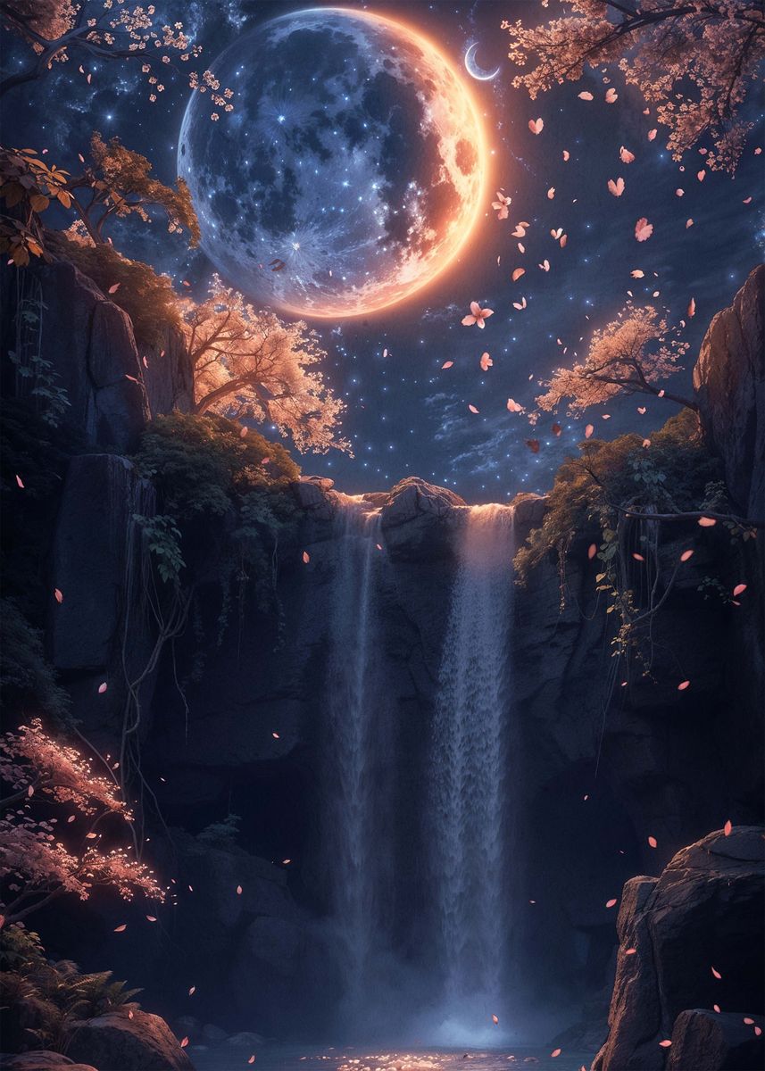 'Moon Magic Landscape' Poster, picture, metal print, paint by Ana ...