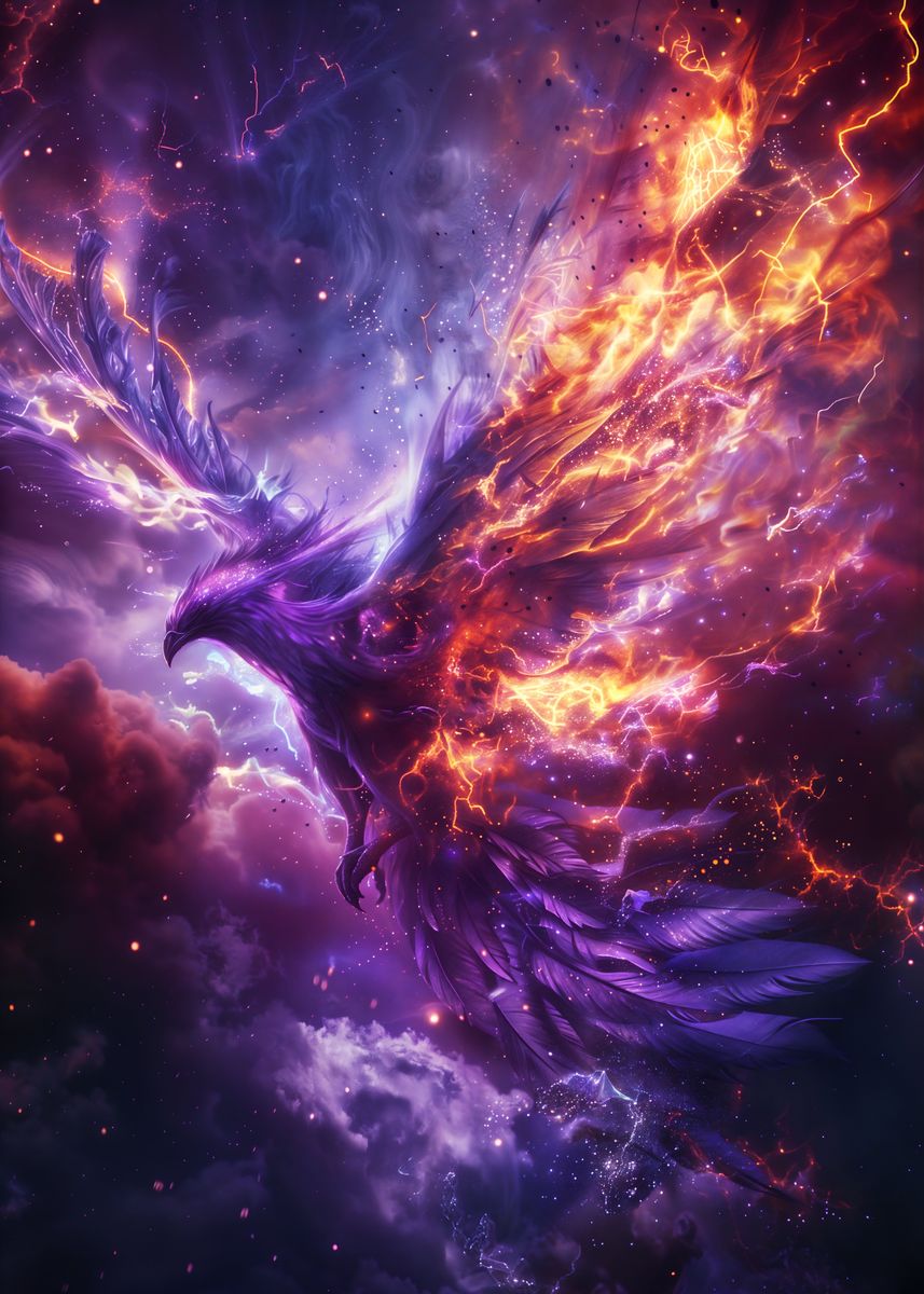 'Celestial Phoenix' Poster, picture, metal print, paint by ...