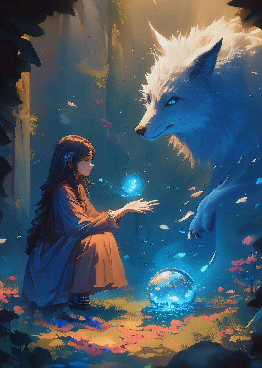 'Wolf and the girl' Poster, picture, metal print, paint by Luxury ...