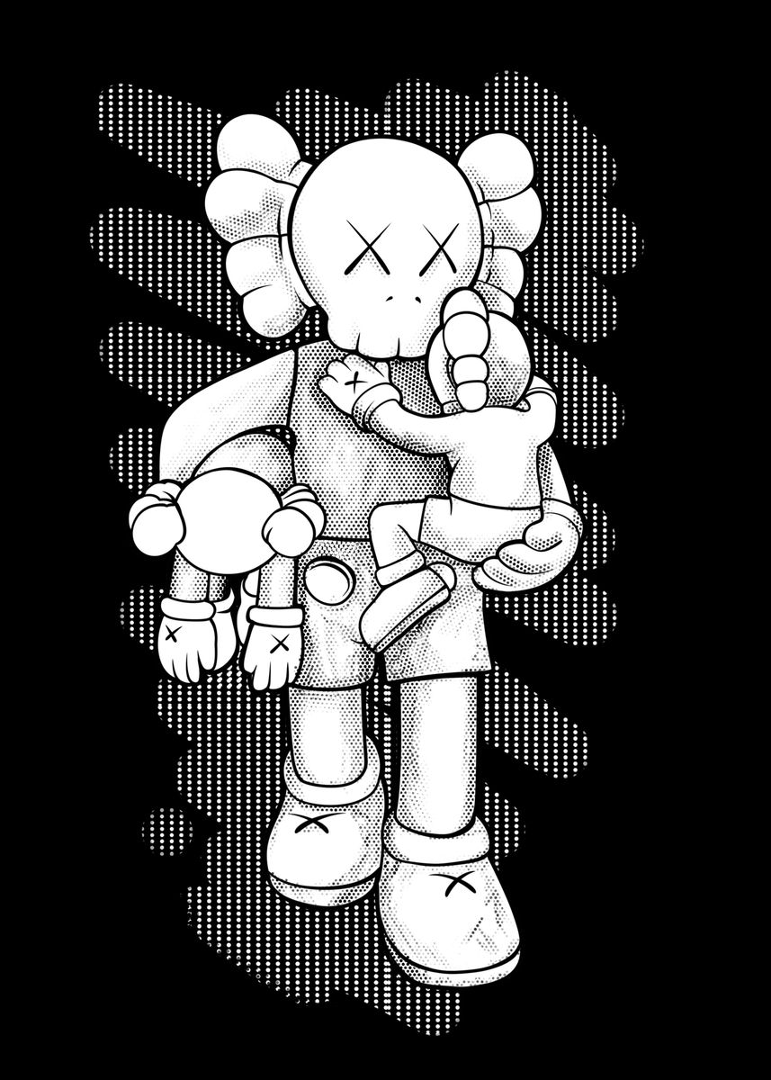 'Black and white kaws' Poster, picture, metal print, paint by Boon ...