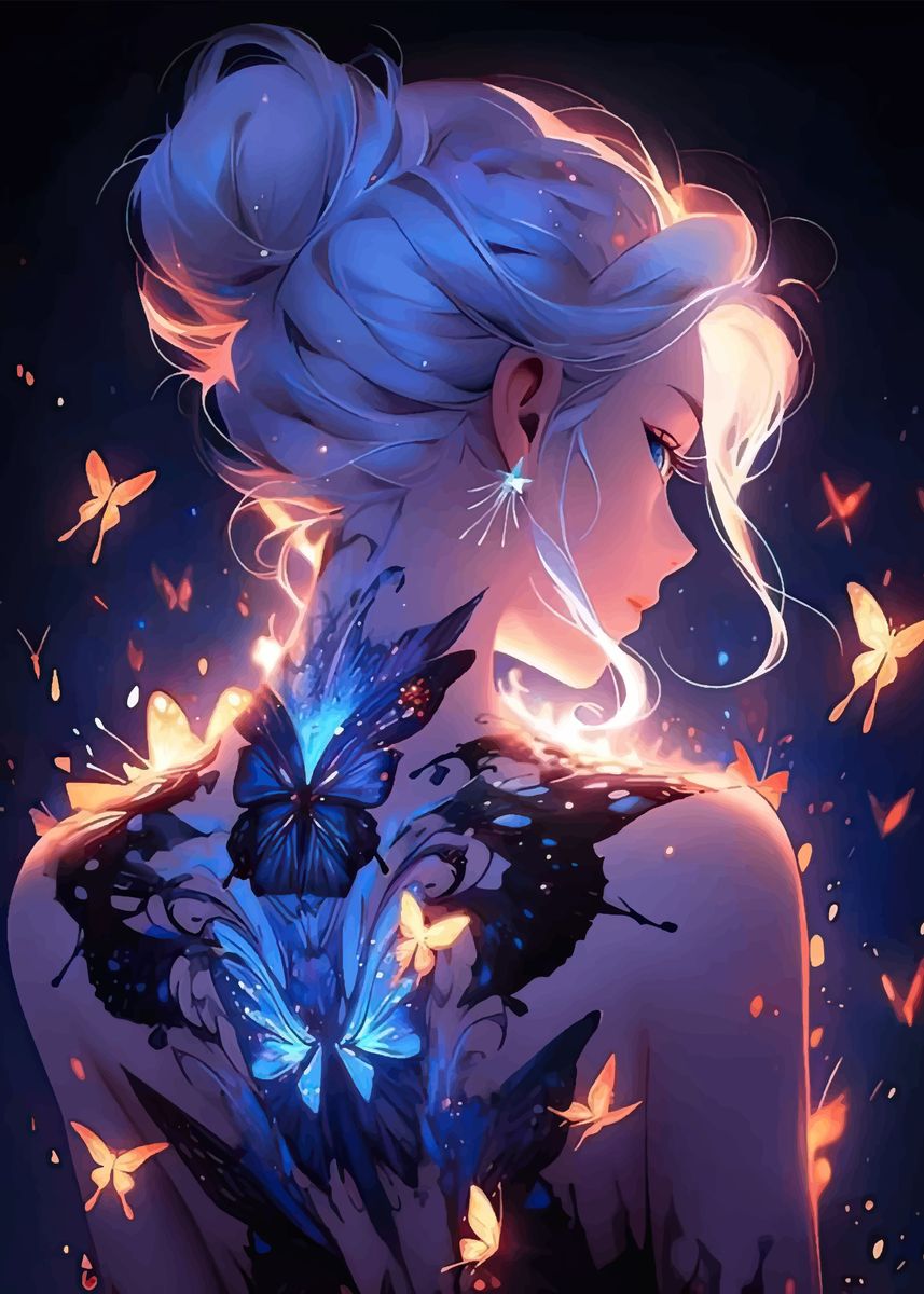 'cute anime' Poster, picture, metal print, paint by mony monyy | Displate