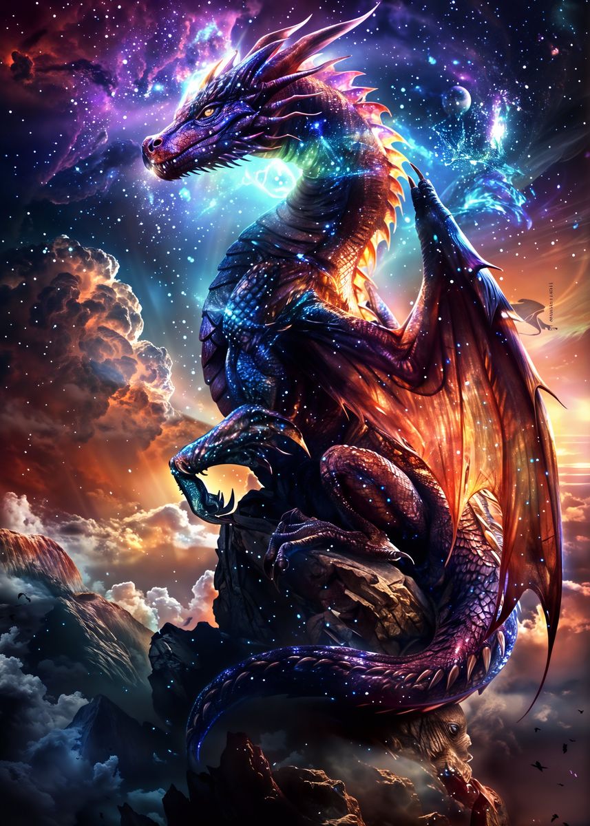 'Astral Dragons Dream' Poster, picture, metal print, paint by ...