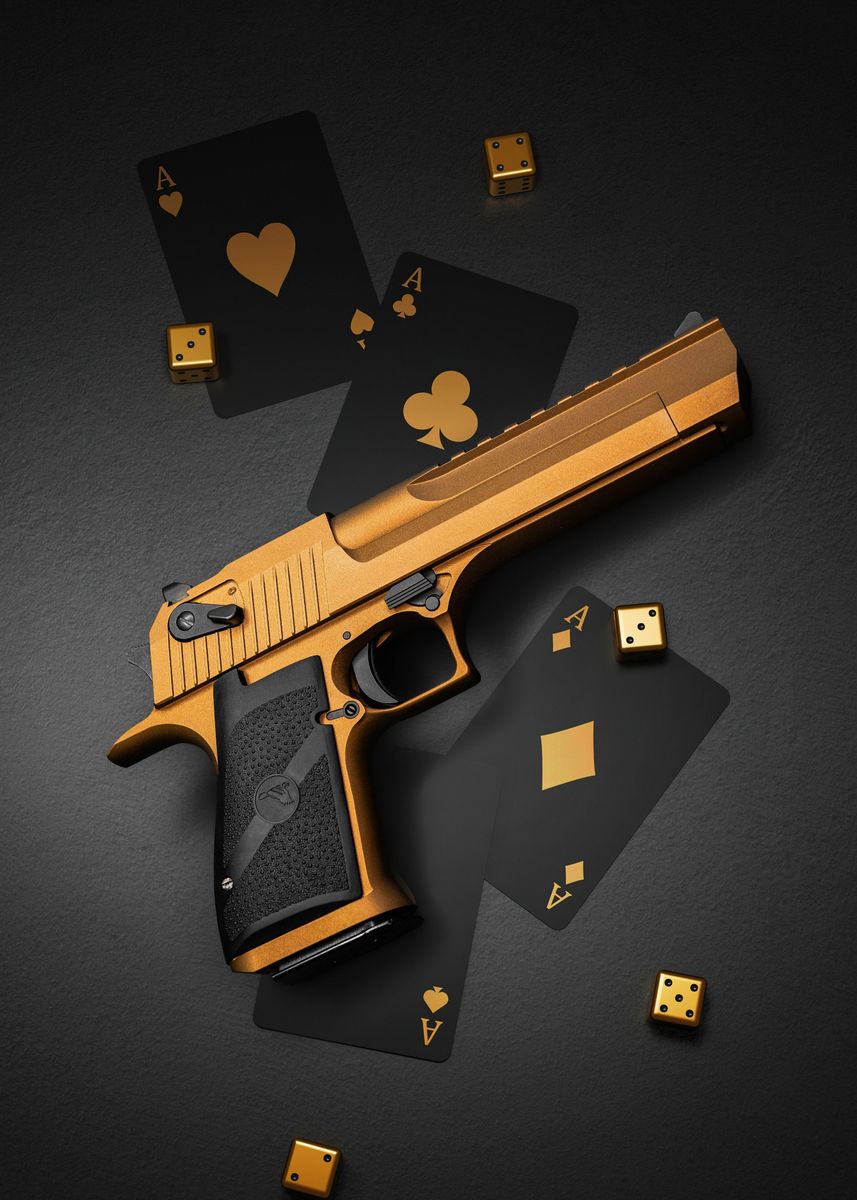 'Gun and Ace CArd' Poster, picture, metal print, paint by Dark Poster ...