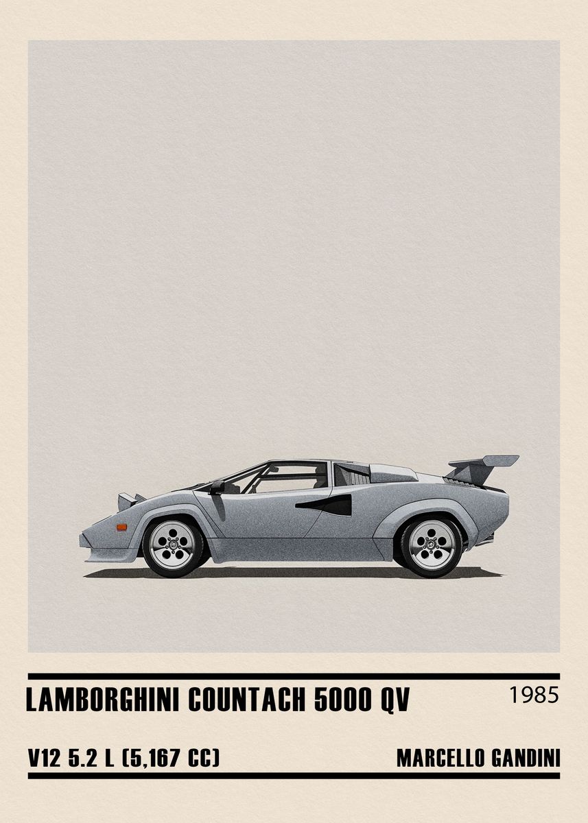 'Lamborghini Countach 5000 ' Poster, picture, metal print, paint by ...