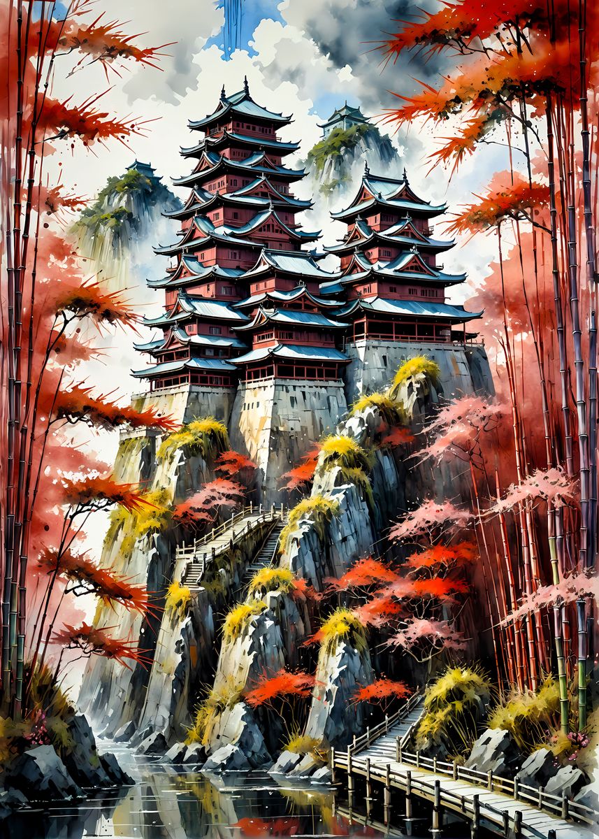 'Mistic Japanese Castle' Poster, picture, metal print, paint by SyanArt ...