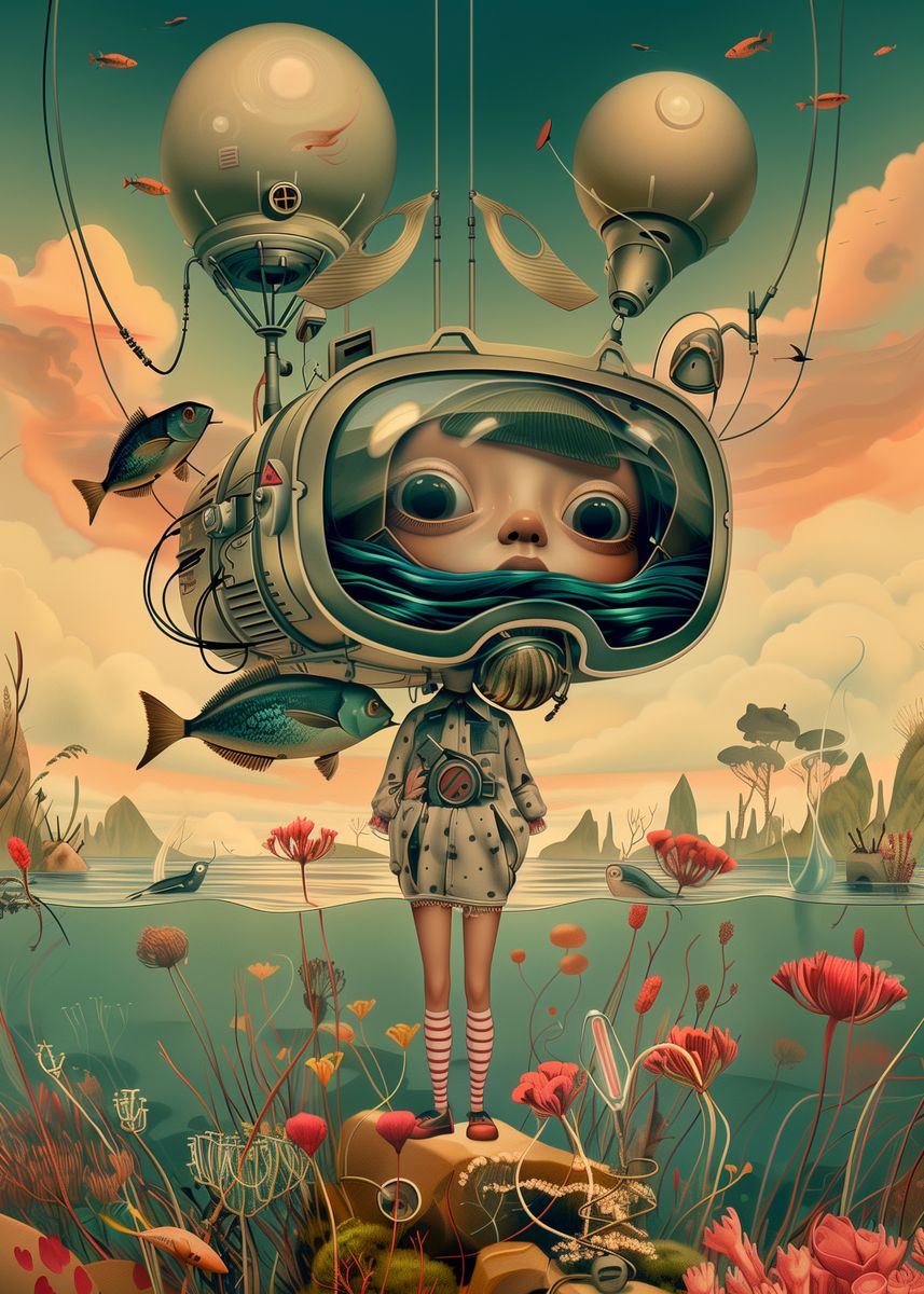 'Anime vintage space girl' Poster, picture, metal print, paint by ...