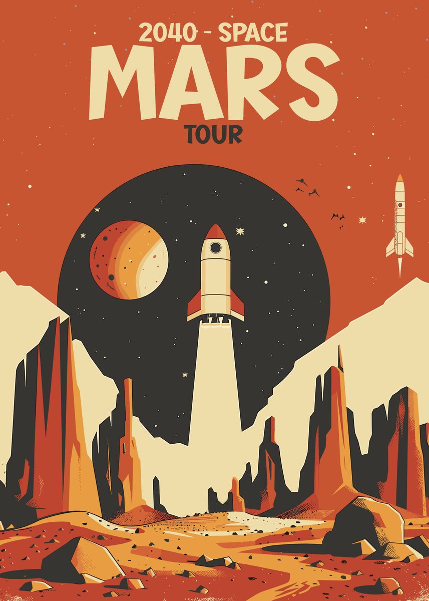 'Space Mars Tours Poster' Poster, picture, metal print, paint by Omar ...