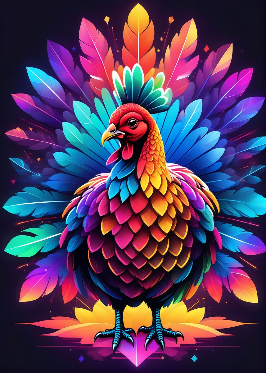 'Neon Colorful Turkey' Poster, picture, metal print, paint by Gangster ...