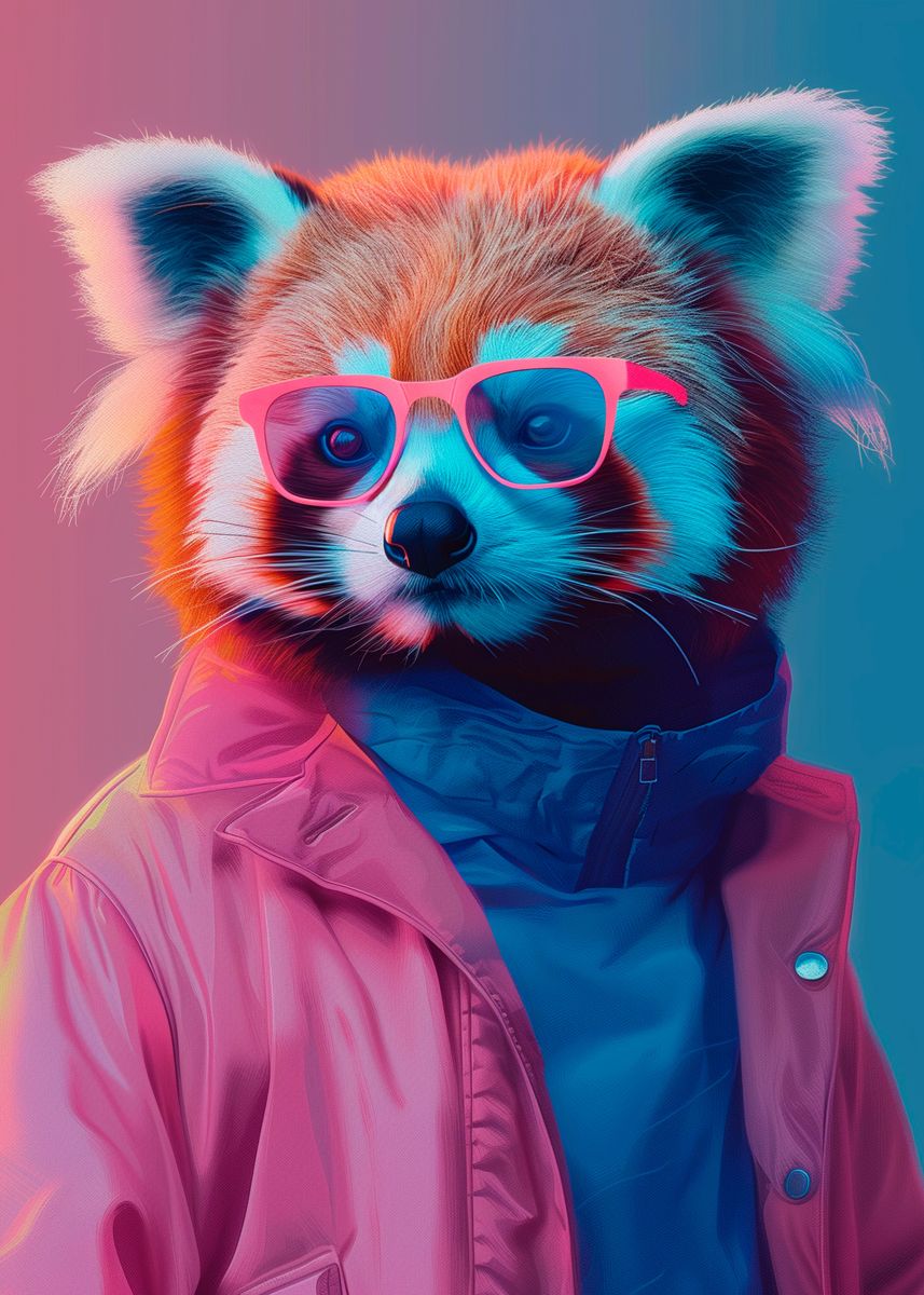 'Red Panda Miami Portrait' Poster, picture, metal print, paint by ...