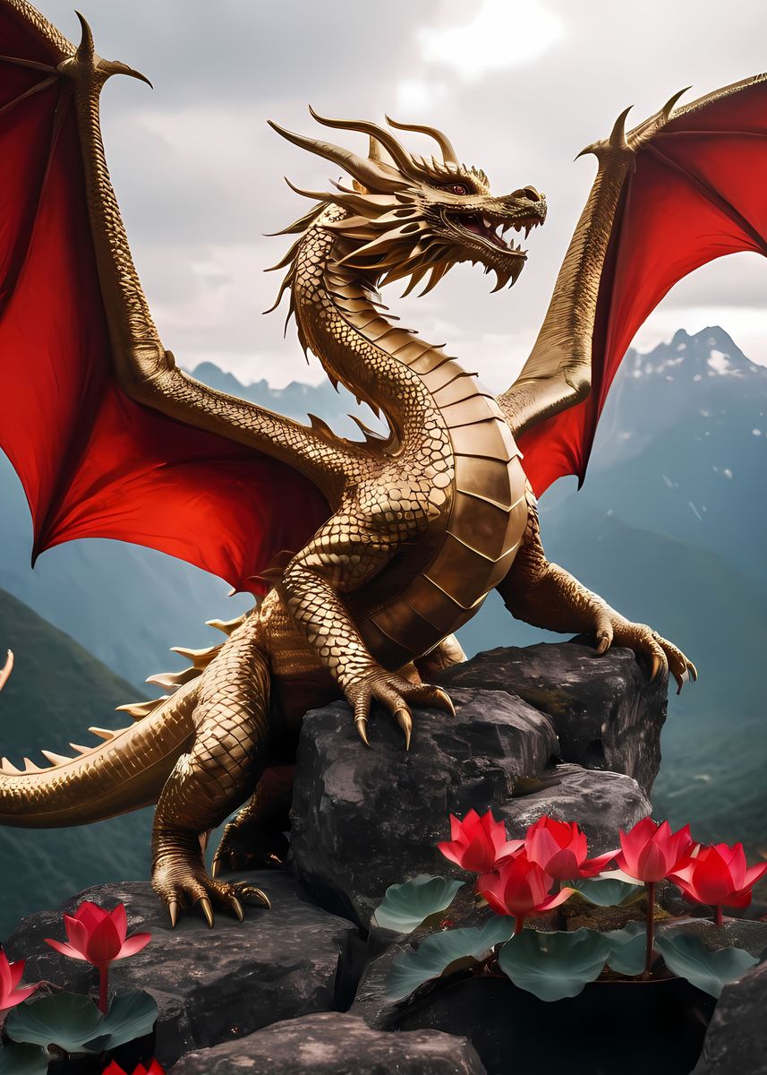 'Golden Dragon ' Poster, picture, metal print, paint by 1x Merch | Displate