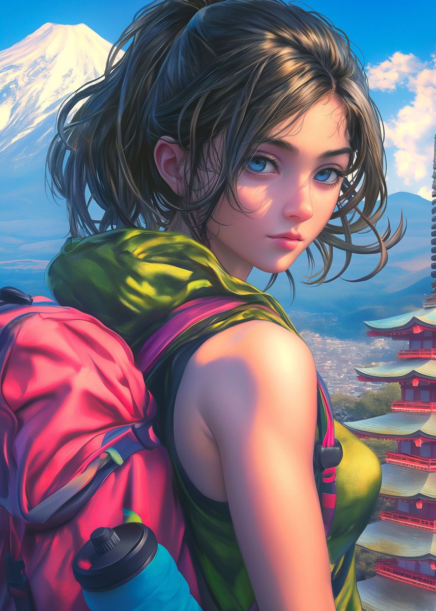 'Travel Backpacker Girl' Poster, picture, metal print, paint by Marlo ...