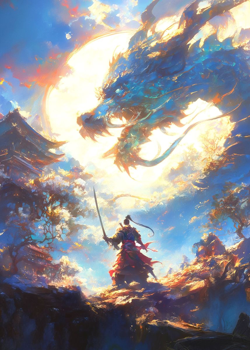 'Assassin vs Dragon' Poster, picture, metal print, paint by Sequoia ...