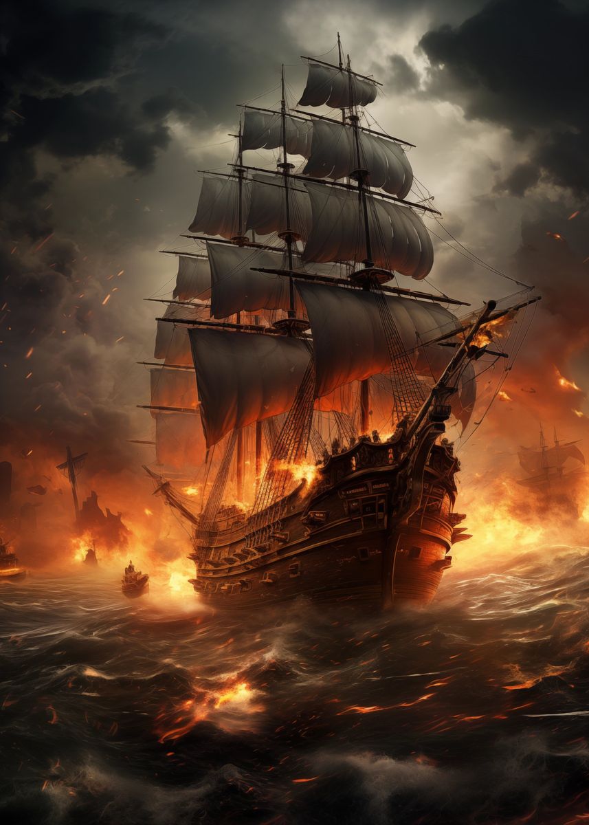 'Fantasy Pirate Ship' Poster, picture, metal print, paint by Conor ...