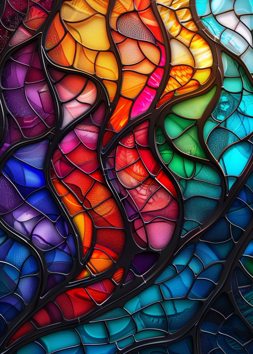 'Stained Glass Net' Poster, picture, metal print, paint by PRX ...
