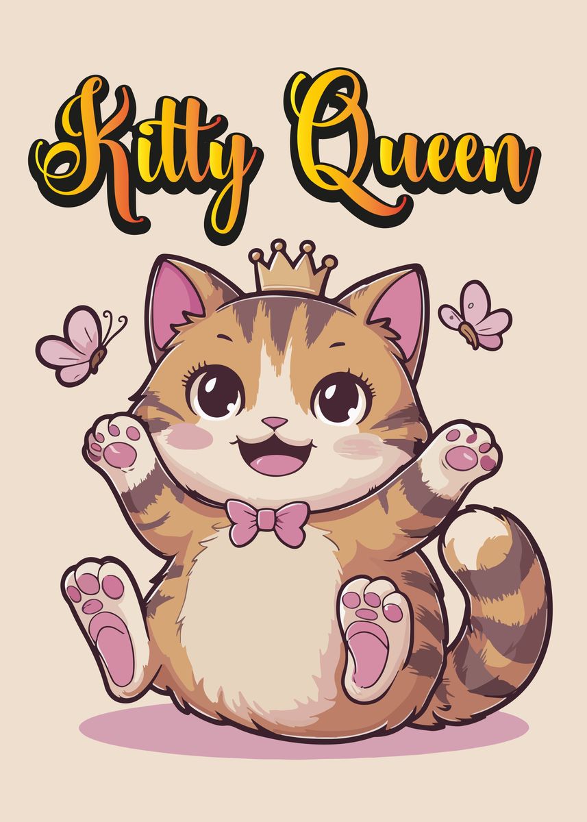 'The Royal Meow Funny ' Poster, picture, metal print, paint by thoif ...