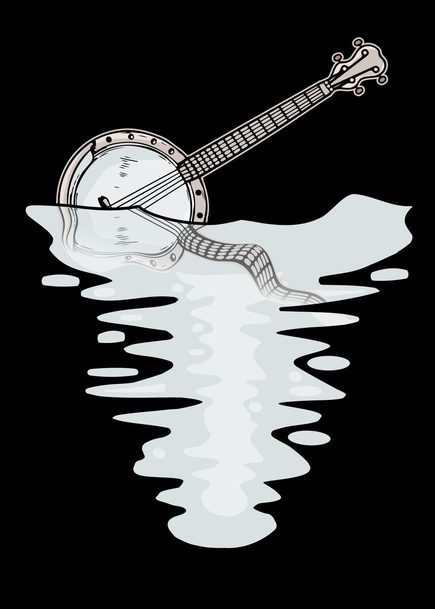 'Sunset Banjo Country Music' Poster, picture, metal print, paint by ...
