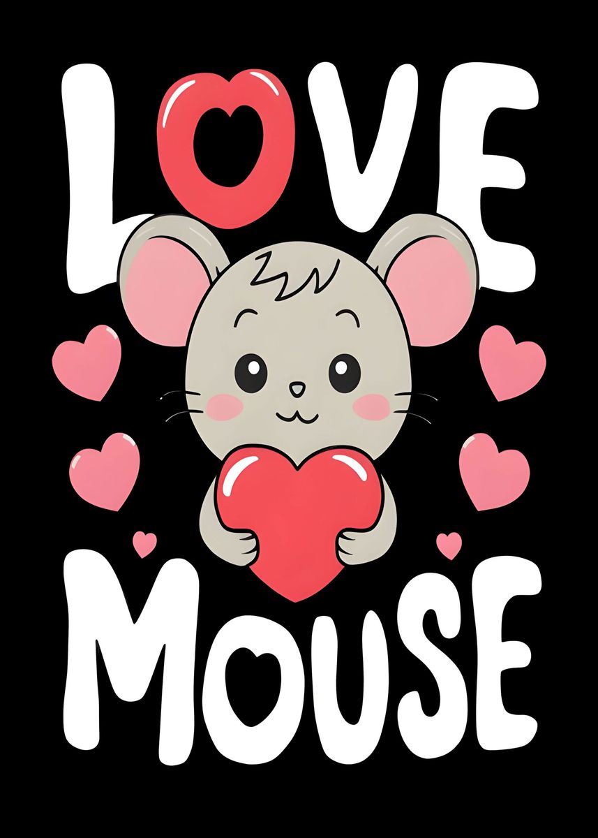 'Mouse Love' Poster, picture, metal print, paint by ichimdp | Displate
