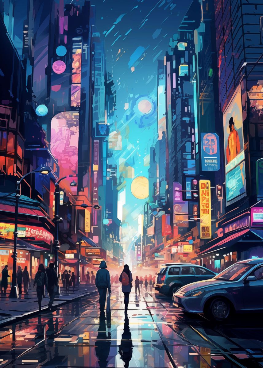 'Cyberpunk Night City' Poster, picture, metal print, paint by Conor ...