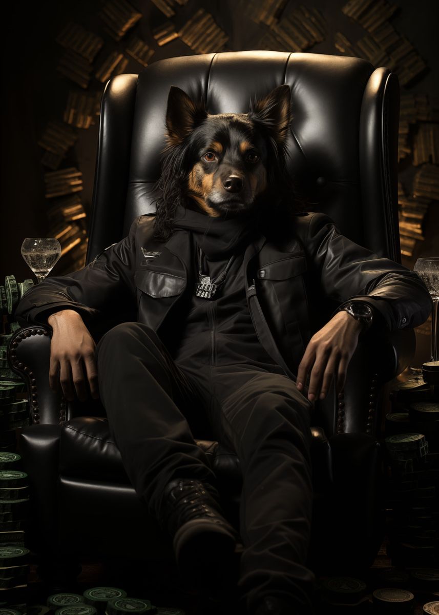 'Gangsta funny dog' Poster, picture, metal print, paint by Yuki | Displate