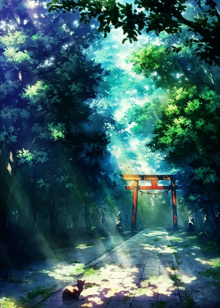 'anime landscape' Poster, picture, metal print, paint by gepenkz xxx ...