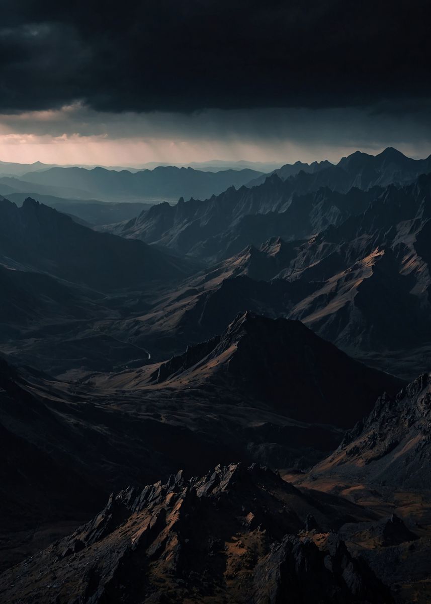 'Secrets of Moody Peaks' Poster, picture, metal print, paint by Shamoon ...