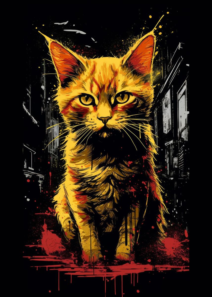 'Domestic cat' Poster, picture, metal print, paint by The Flowers ...