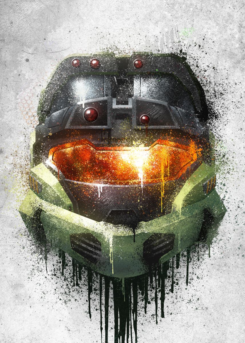 'Jun's Helmet' Poster, picture, metal print, paint by Halo Game | Displate